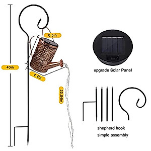 Solar Watering Can with Lights, Bigger Garden Decor, Solar Lantern Outdoor Hanging Waterproof Garden Lights for Outside, Decorative Retro Metal Waterfall Lights Solar Powered for Patio Yard Decoration