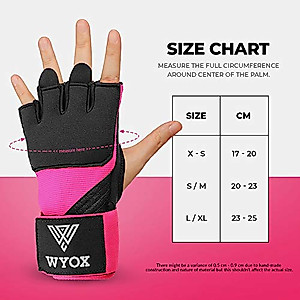 WYOX Gel Quick Hand Wraps for Boxing MMA Kickboxing - EZ-Off & On - Padded Knuckle with Wrist Wrap Protection for Men Women Youth (Pink, S-M)