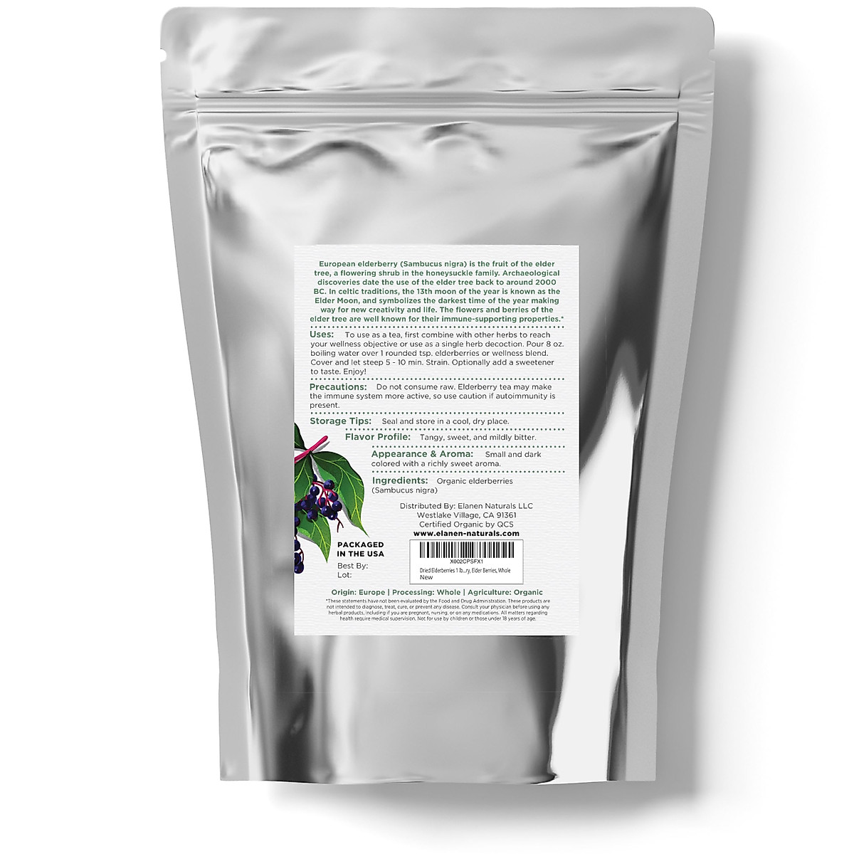 Organic Elderberries 1 lb. (16 oz), USDA Certified Organic Dried Elderberries Bulk, Elderberry Dried Organic, Dried Elderberry Berries Organic, Elder, Whole