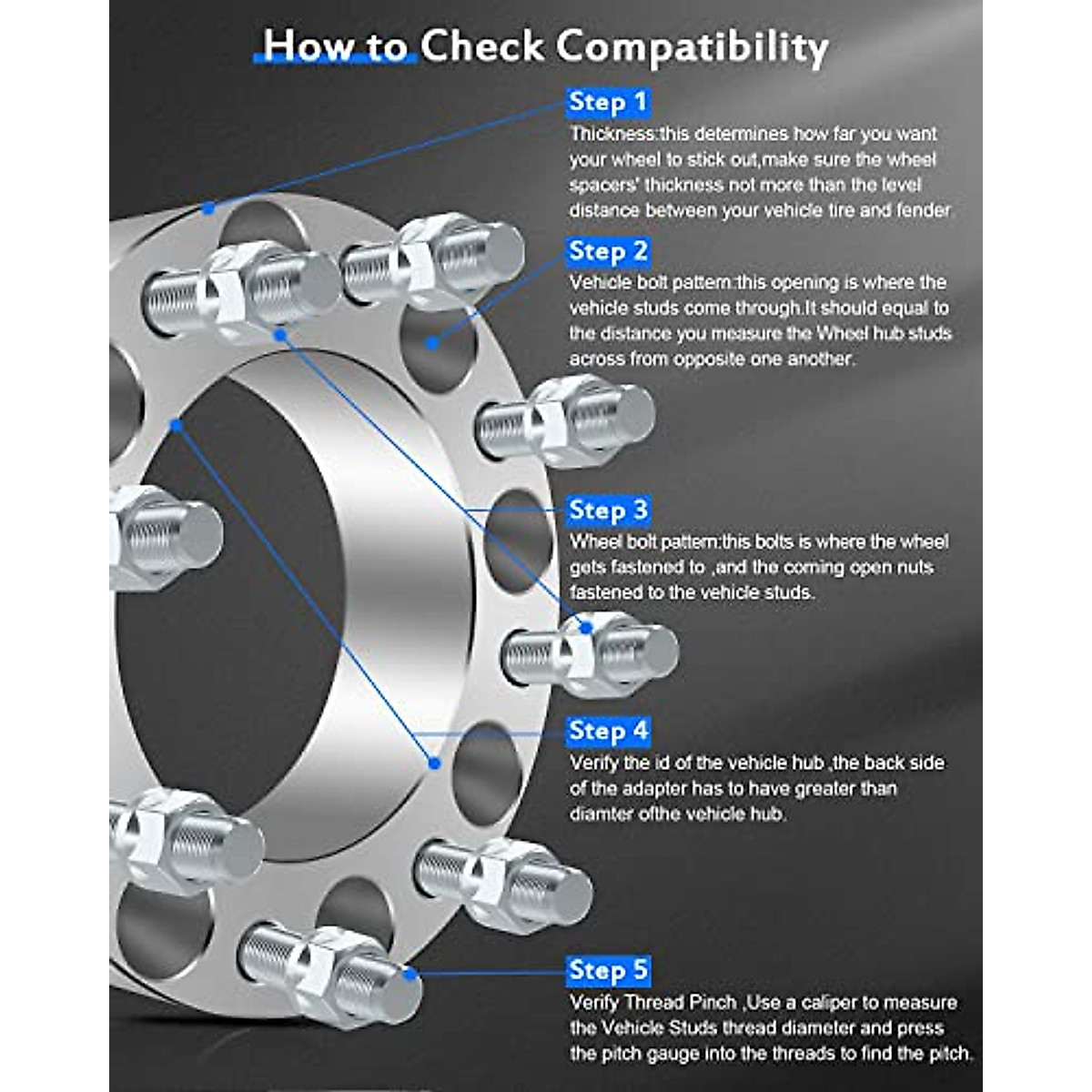 ECCPP 4pcs 8x170 Wheel Spacers 8 LUG 2" (50mm) 8x170mm to 8X170mm 125mm fits for 2003-2005 for Excursion || 2003-2018 for F-250 Super Duty for F-350 Super Duty with 14x1.5 Studs