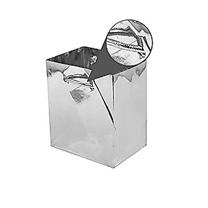 Silver Gift Bags - 12 Pack Extra Small Silver Foil Gift Bags with Handles, Designer Solid Silver Paper Gift Wrap Bags for Birthdays, Party Favors, Baby Shower, Bachelorette, Weddings, Holiday Presents, Bulk - 4x2.75x4.5