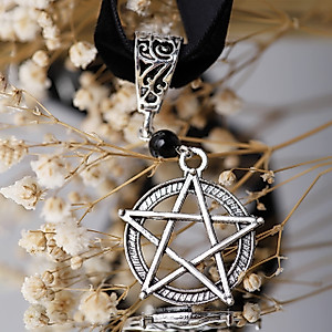 Sacina Gothic Pentagram Choker Necklace, Zinc Alloy Pentagram Pendant, Goth Jewelry Gift for Women, Christmas Gift for Women (Black pentagram choker)