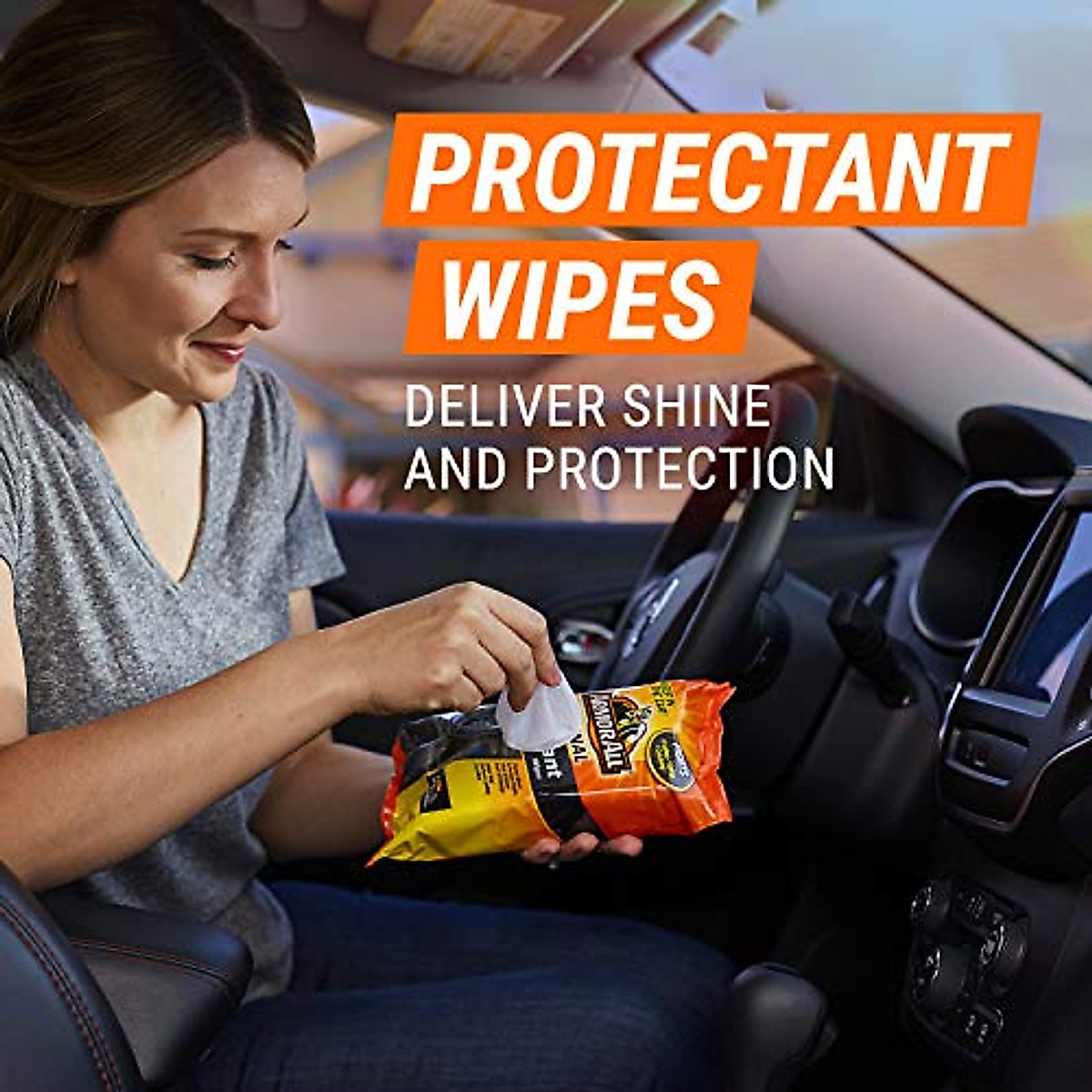 Car Protectant Wipes by Armor All, Interior Car Wipes with UV Protection Against Cracking and Fading, 60 Count