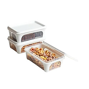 Unica Food Storage Containerwith Airtight Lid, Nestable Storage Boxes for Cereal, Snacks, Microwave, Dishwasher & Freezer Safe, Set of 3, White, 7 oz, 2.94x2.94x1.58 in