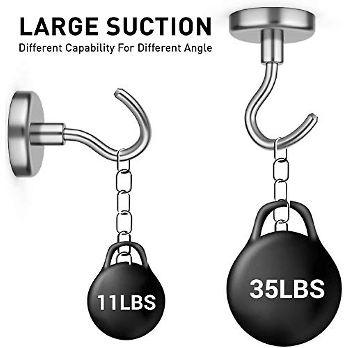 WAKUSEI Magnetic Hooks 25 lbs for Kitchen, Refrigerator, Towels, Grill, Tool Box, Office, Wall Mounting or Outdoor Hanging, 12 Packs