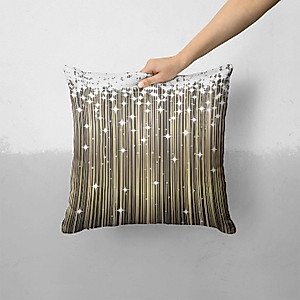 iiRov Gold & White Shimmer Strips - Custom Decorative Home Decor Indoor or Outdoor Throw Pillow Cover Plus Cushion Set for Sofa, Bed or Couch (Pillow CASE Cover Plus Cushion)