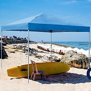 F2C Foldable Adjustable 10x10 FT Pop Up Canopy Tent, Outdoor Waterproof Sun Protection Shelter with Wheeled Carry Bag for Camping Picnic Wedding Party, Blue