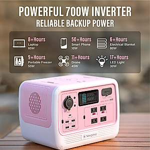 Newpowa Portable Solar Generator 700W Backup Lithium Battery Power Station, 537Wh LiFePo4 Powerbank AC 120V Outlet DC Wireless Charging, Pure Sine Wave for Outdoors Camping Travel Party Blackout