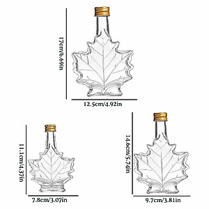 ZHOSXRC Glass Maple Syrup Bottles Jars,Glass Syrup Dispenser Bottle,Reusable Leaf Shaped, Food Grade Canning Bottles,Empty Glass Syrup Bottles with Lids for Homemade Drinks (250ml)
