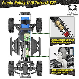 PANDA HOBBY 1/18 Tetra X2T RC Crawler,RC Rock Crawler 4x4,4WD Off Road RC Cars for Adults,RTR Remote Control Car,1:18 Scale RC Truck Cruiser Vehicle, All Terrains Waterproof Hobby RC Model Car,Black