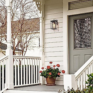 Black Outdoor Wall Lights, Farmhouse Exterior Wall Sconces Light Fixture with Clear Glass, Modern Square Waterproof Lanterns for Front Door, Entry, Porch, Patio, and Gazebo