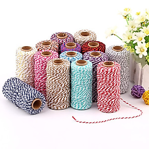 Twine String,328 Feet Christmas Twines White Rope with Gold Wire Bakers String Rope Craft Making Knitting Butchers Twine DIY Wedding Decor Supply String Rope