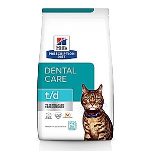 Hill's Prescription Diet t/d Dental Care Chicken Flavor Dry Cat Food, Veterinary Diet, 4 lb. Bag