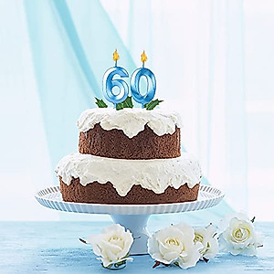 Blue 30th Birthday Candles for Cakes, Number 30 3 Glitter Candle Cake Topper for Party Anniversary Wedding Celebration Decoration