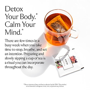 Sakara Detox Tea, 20 Bags - Herbal Tea with Rose Petals, Lemon Peel, Lemongrass, Orange Peel, & Rooibos, Organic Tea Bags for Digestive Health, Caffeine Free Tea, Digestive Tea