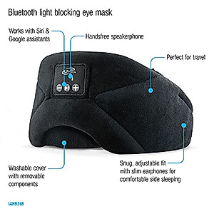 iLive Bluetooth Wireless Sleep Mask Headphones, Adjustable Headband, Carry Pouch Included, Black (IAHB31B)