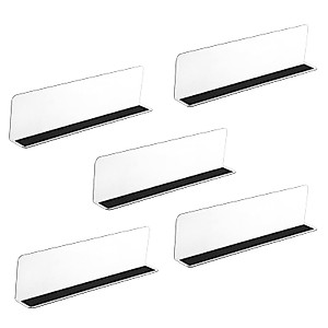 VILLCASE 5pcs Plastic Shelf Dividers, Magnetic Closet Shelf Organizer Divider, Clear L- Shape Separator Clapboard for Retail Store Supermarket Clapboard Shelf Store