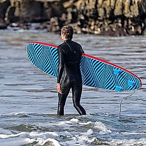 Bloo Tide 8ft Surfboard Soft top Red with Blue Wavizm Design Bottom Graphic