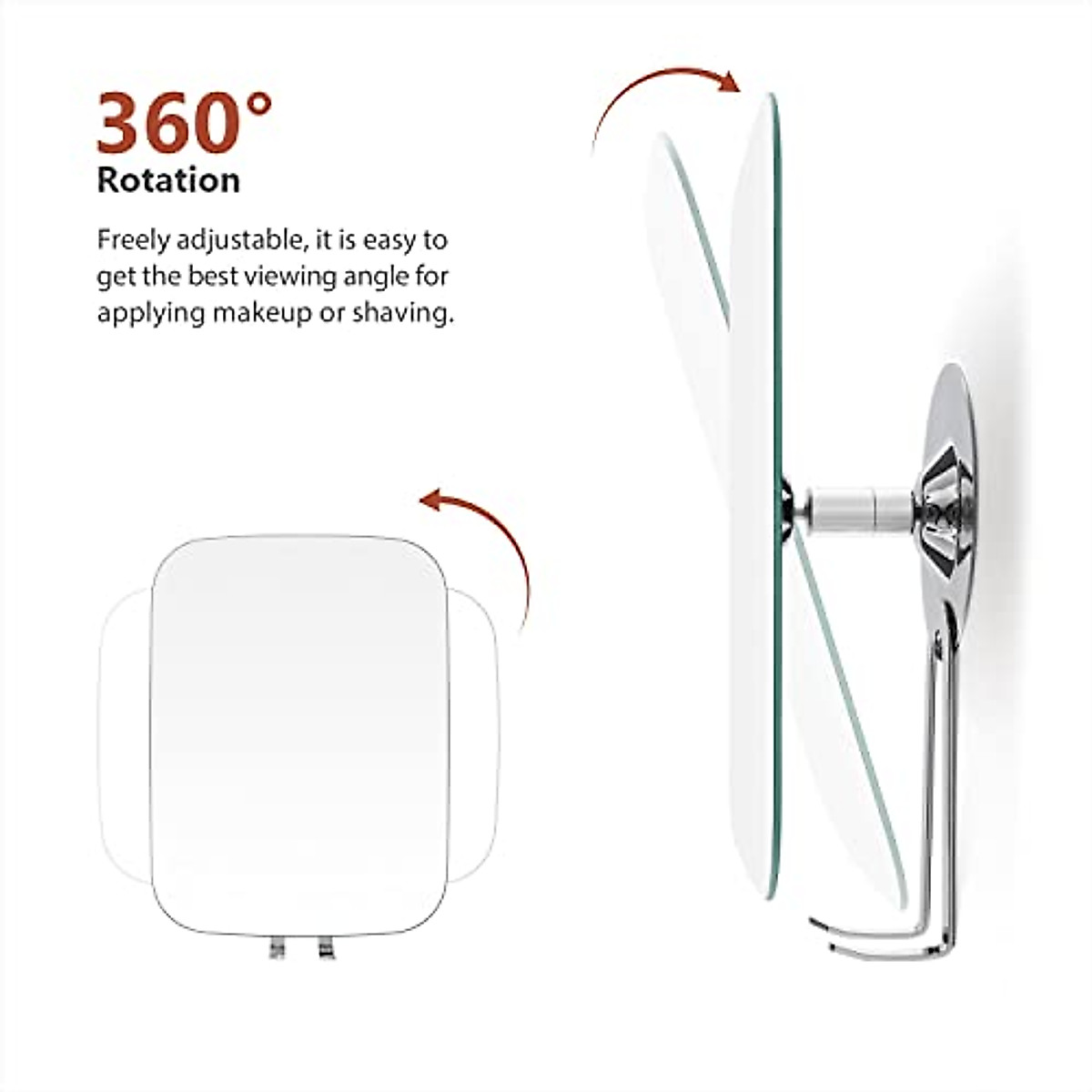 Shower Mirror for Shaving, Wall Mounted Makeup Mirror,Adjustable Angle Bathroom Mirror with Holders Razors