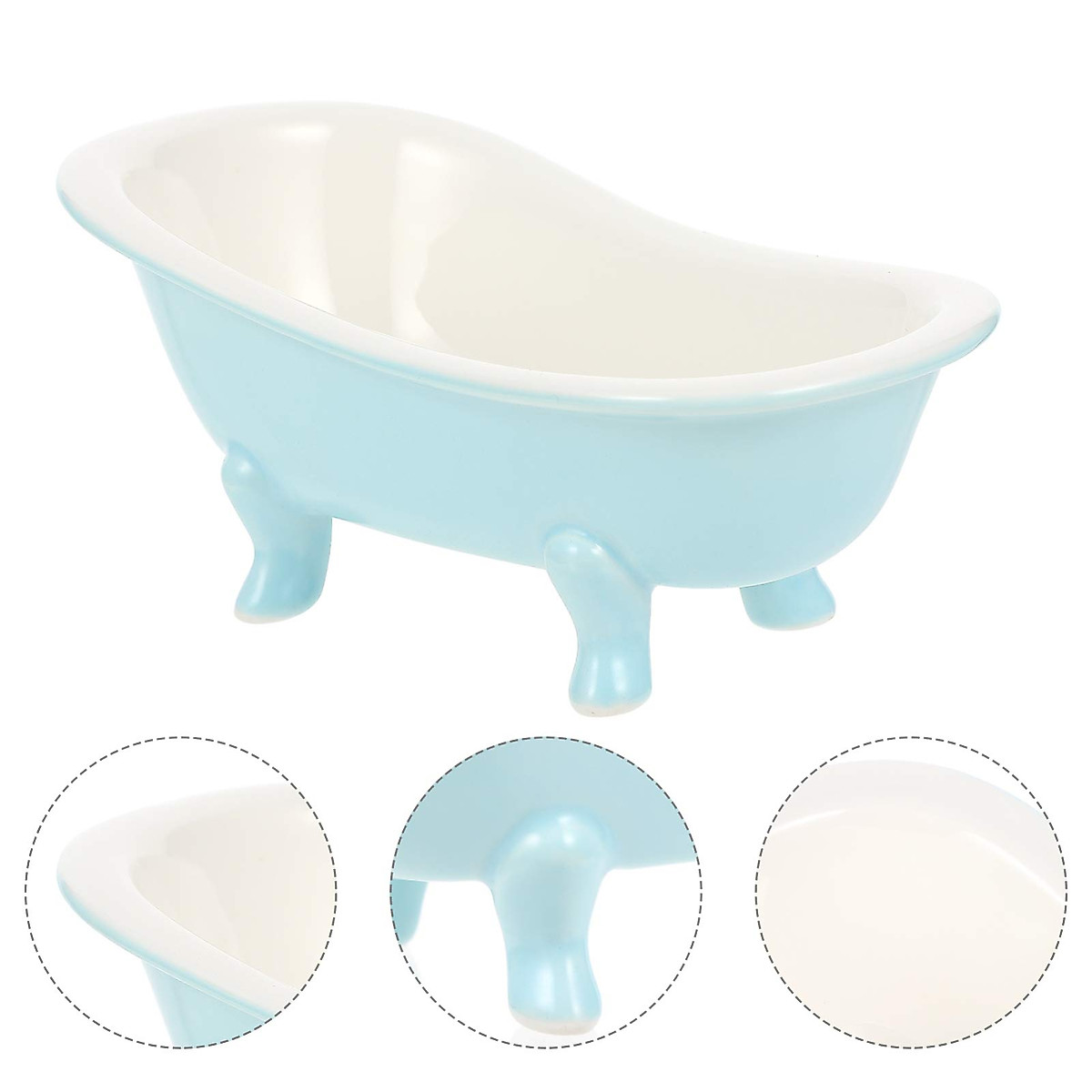 Hemoton Blue Ceramic Dessert Bowls Bathtub Shape Food Serving Bowl Reusable Ice Cream Bowl Household Candy Bowl Dish Appetizer Bowls for Home Restaurant