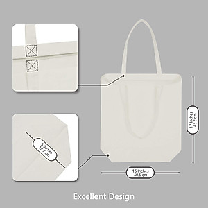 TOPDesign 2 | 6 | 12 Pack Super Strong Large 17"x16"x5" 10oz Cotton Canvas Tote Bag, Reusable Grocery Shopping Bags, Blank Natural Bags for Crafts, DIY Your Creative Designs (Pack of 2)