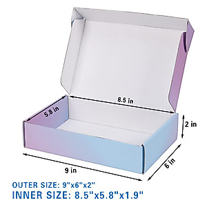 DERZIFUN 30 Pack 9x6x2 Inch Corrugated Packaging Mailer Boxes, Purple-Blue Shipping Packaging Boxes for Small Business, Recyclable Cardboard Literature Gift Boxes Mailing