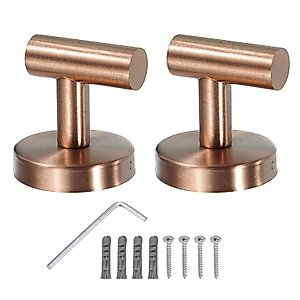 uxcell Bathroom Hook, 2Pcs Waterproof Stainless Steel Single Towel/Robe Clothes Hook with Screws for Kitchen, Door, Cabinet, Bathroom, Foyers, Hallways, Bedrooms (60x55mm Rose Gold)