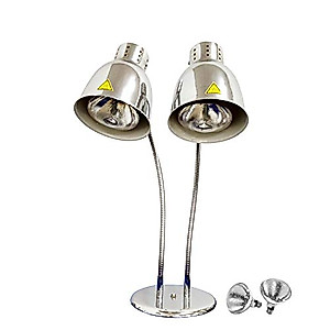 KOUWO Food Heat Lamps with Dual 250w Bulbs Food Warmer Lights Food Heating Warmer Lamp Restaurant Kitchen Buffet Warmer Table (Double Head)