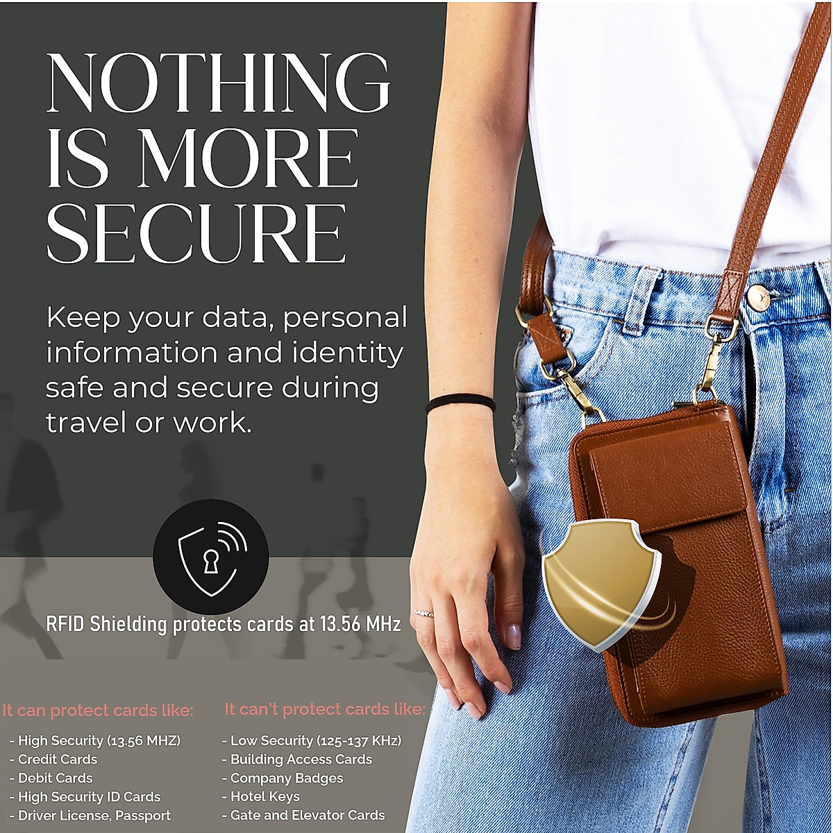 BULL GUARD Crossbody Leather Wallet Phone Purse, Anti Theft and RFID Blocking, Small Elegant Design for Travel