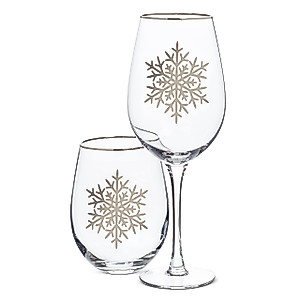 Abbott Collection 27-Frost-GOB Snowflake Wine Glass, Clear/Silver