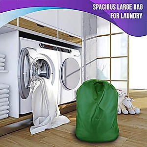 Nylon Laundry Bags Bulk 30" X 40" – Pack of 12 bags, for Heavy Duty Use, College Laundry Bags, Laundromats and Household Storage, machine washable - Made in the USA (Green)
