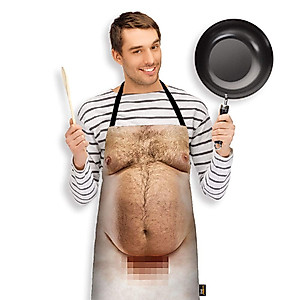 Youngerbaby Funny Men Print Chef Apron Adjustable Neck Strap Home Kitchen Aprons