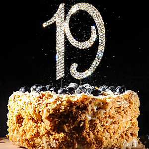 19 cake topper Premium Bling Rhinestone Diamond Gems for Birthday or Anniversary Party Decoration Ideas