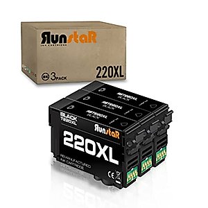 Run Star 3 Pack 220XL Black Remanufactured Ink Cartridge Replacement for Epson 220XL T220XL T220XL120 for Epson Workforce WF-2760 2750 2660 2650 2630 Expression Home XP-320 420 424 Printer (3 Black)