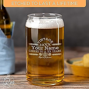 Customized Beer Can Glass-Personalized-Birthday Beer Glass-Engraved-Vintage-Cheers-Aged To Perfection-Birthday Gift-Etched Beer Glass-Barware (1)
