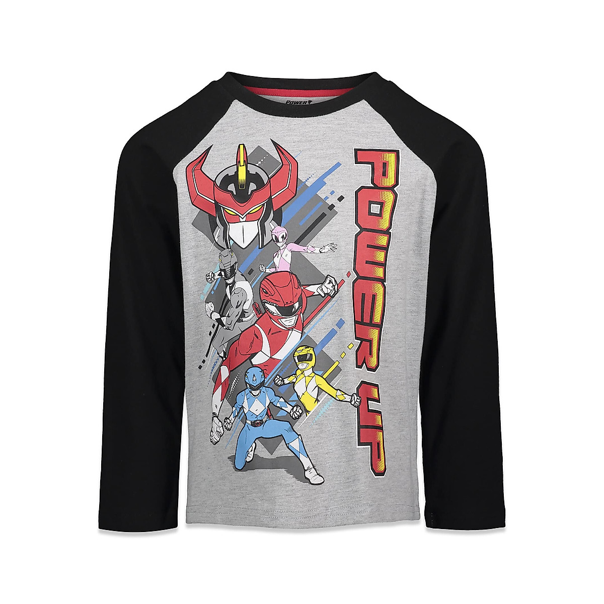 Power Rangers Big Boys 2 Pack Long Sleeve Graphic T-Shirt Red Grey 7-8