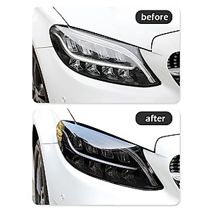 12 X 48inch Car Light Tint Film, Cuttable&Stretchability Car Headlight Taillight Fog Light Vivid Vinyl Wrap Protector,Non-Marking Self-Adhesive Decals Car Decor (Matte Black)