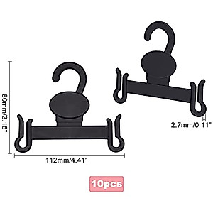 AHANDMAKER 10 Pcs Plastic Sandal Hangers, Black Flip Flop Display Hangers Slipper Hangers Small Shoe Clothes Scarf Holders for Retail Beach Shops Tradeshow Display Home Storage, 4.3x3 inch