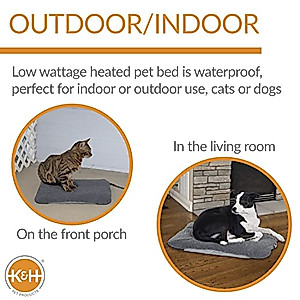 K&H PET PRODUCTS Orthopedic Outdoor Heated Dog Bed Lectro-Soft Gray Medium 19 X 24 Inches