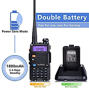 BaoFeng Radio UV-5R Ham Radio (6 Pack) 144-148Mhz/420-450Mhz + 1pcs TIDRADIO Driver Free Programming Cable + 12pcs 1800mAh Batteries BaoFeng Walkie Talkie