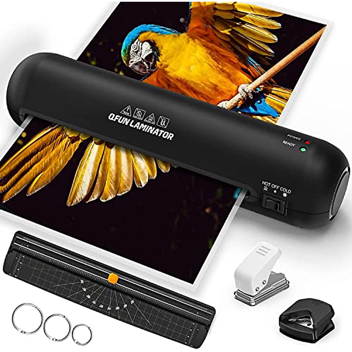 Qfun Laminator Machine and Laminating Pouches Bundle, 9-inch Lamination with Letter Size Laminating Sheets, 3mil 80pack