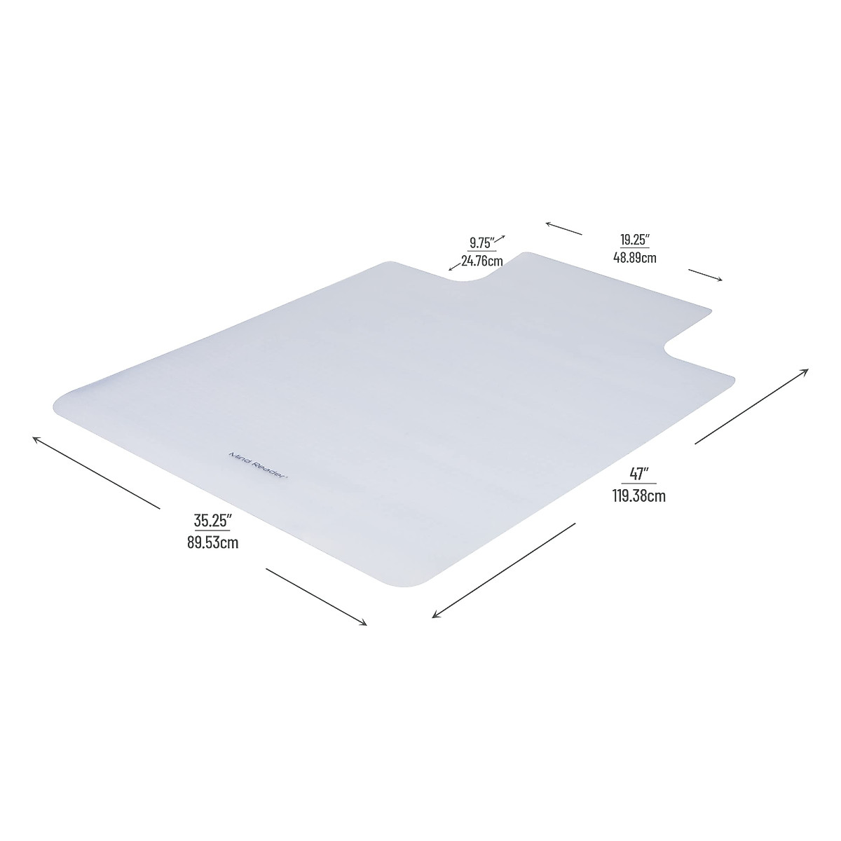 Mind Reader Office Chair Mat for Hardwood Floors, Under Desk Floor Protector, Rolling, PVC, 47" L x 35.25" W x 0.125" H, Clear