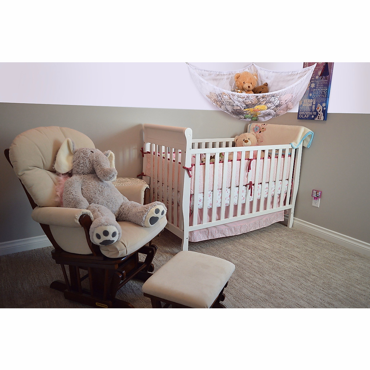 Jumbo Toy Hammock, White - Organize Stuffed Animals and Children's Toys with this Mesh Hammock. Great Decor while Neatly Organizing Kid's Toys and Stuffed Animals. Expands to 5.5 feet. (2-Pack)