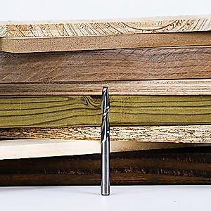 SpeTool Spiral Router Bits with UpCut 1/4 inch Cutting Diameter, 1/4 inch Shank 3 inch Extra Long HRC55 Solid Carbide CNC End Mill for Wood Cut, Carving