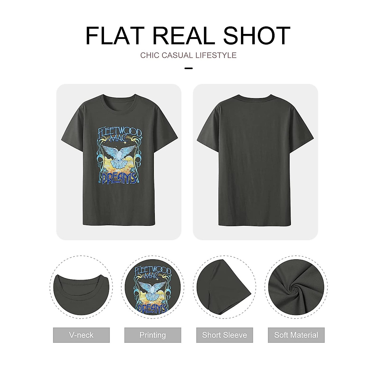 Anbech Women Character Vintage T Shirt Back to The Gypsy That I was Graphic Rock Music Tees Tops, Z-grey 1, Large