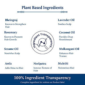 Blue Nectar Rosemary Oil for Hair Growth with Bhringraj Oil for Hair, 100% Natural Ayurvedic Hair Scalp Oil with Amla Hair Oil, 3.38 Fl Oz