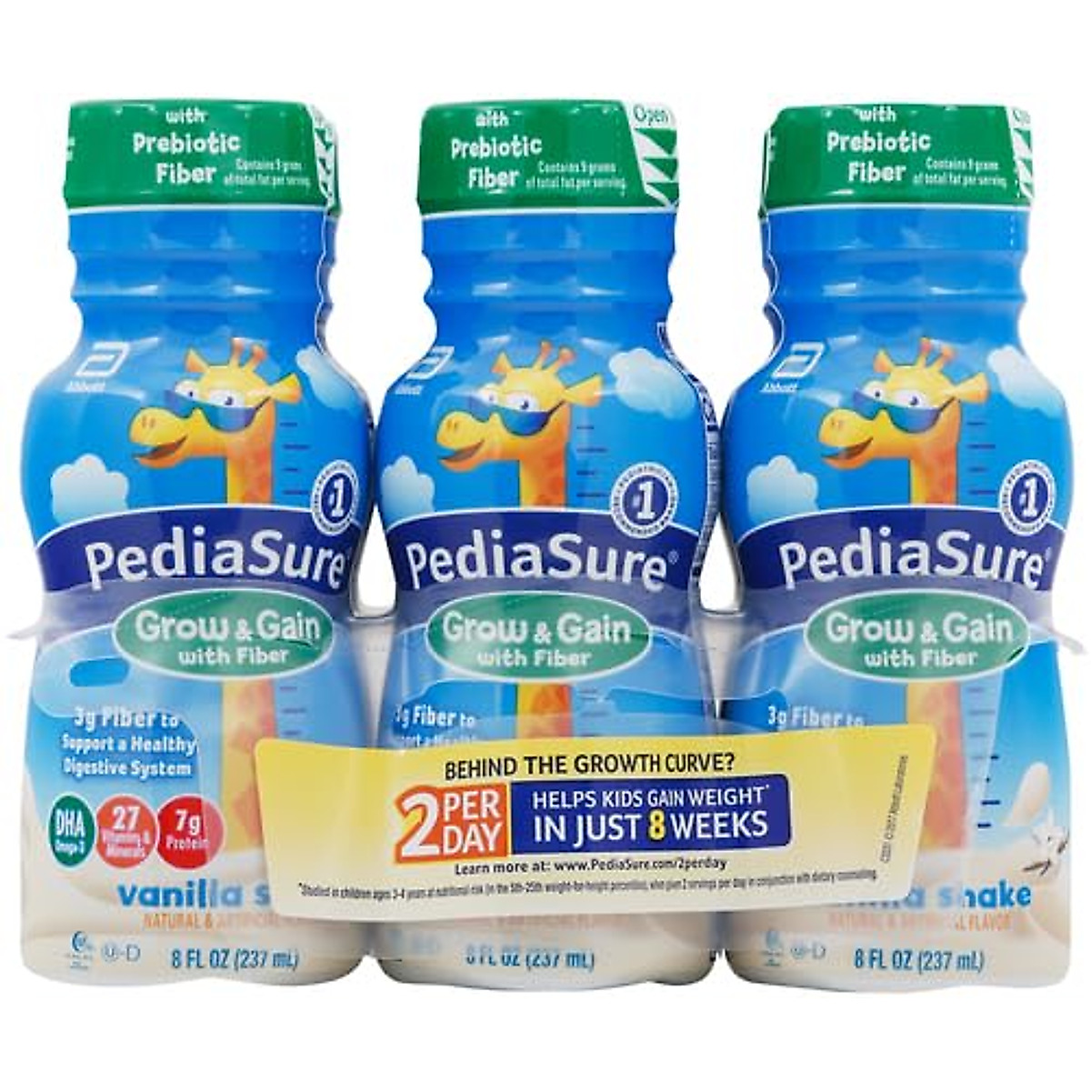 PediaSure, Grow & Gain Fiber Shake, Vanilla, 48 oz (pack of 6)