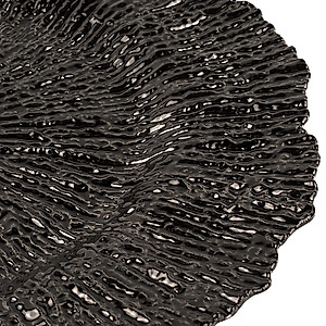 Koyal Wholesale Metallic Gold Acrylic Charger Plates Round Flora, Set of 6