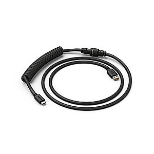 Glorious Coiled Keyboard Cable – Coiled USB C Cable Artisan Braided Cables for Mechanical Gaming Keyboard Coiled Cable - Custom Keyboard Cable (Black)