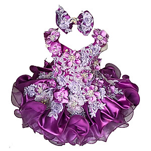 Jenniferwu G588 Infant Toddler Baby Newborn Little Girl's Pageant Party Birthday Dress Purple Size 3T